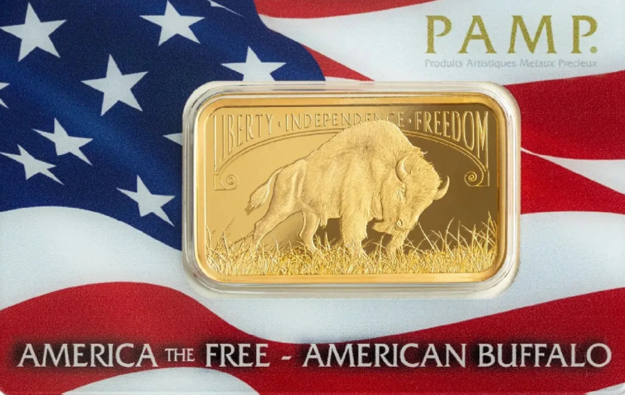 1 oz Gold Bar - PAMP American Buffalo (In Assay) – ROYAL COINS
